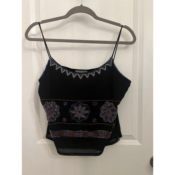 Cache | Tops | Cache Womens Cropped Beaded Spaghetti Strap Black Tank ...